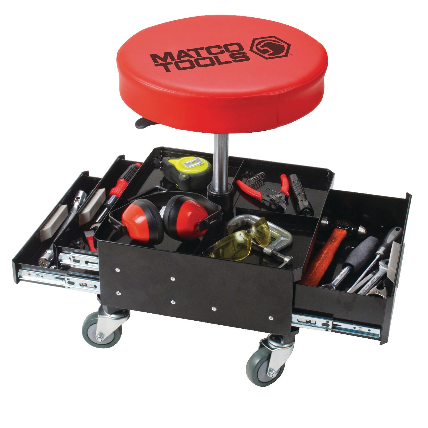 ADJUSTABLE MECHANICS STOOL WITH DRAWERS - Matco Tools