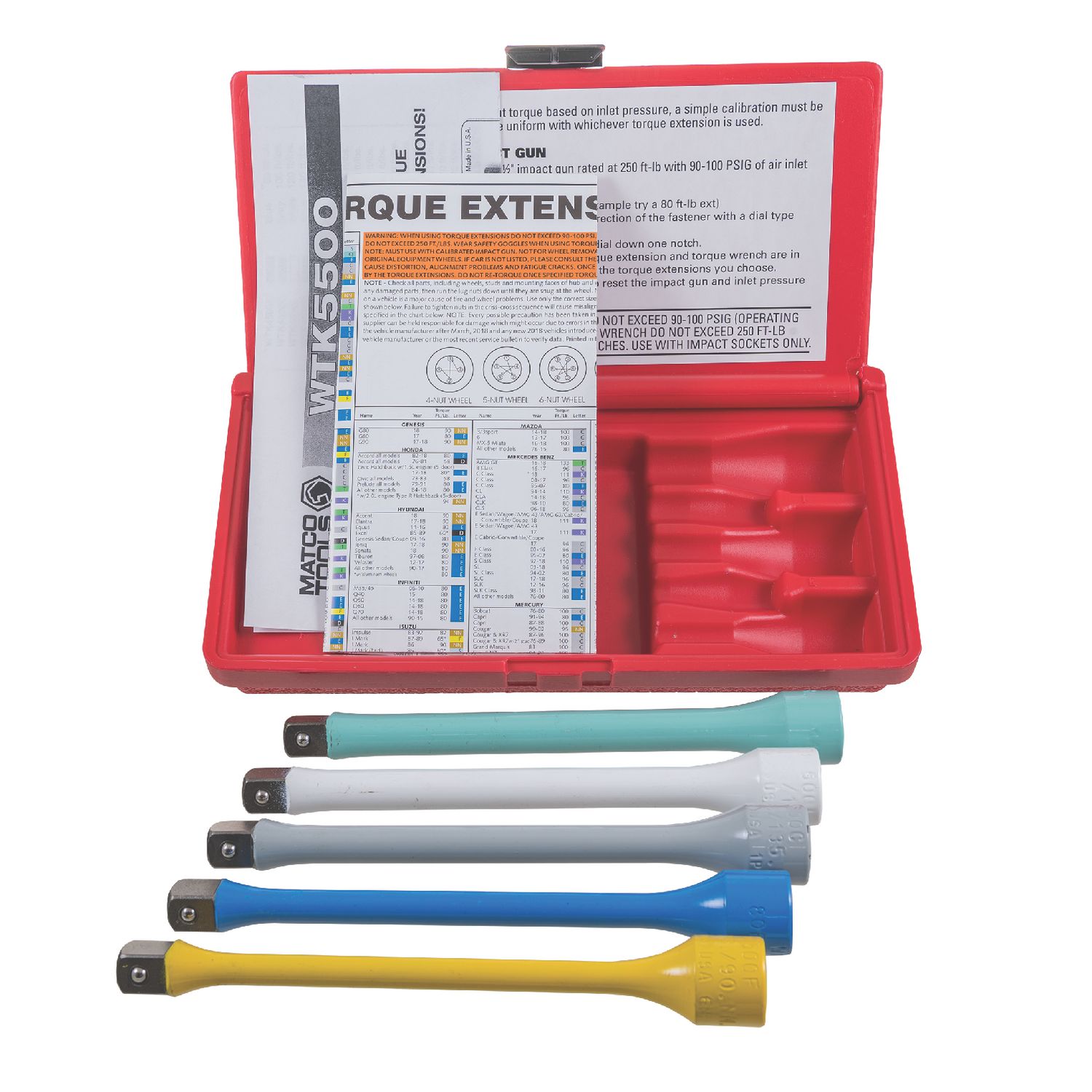 5 PIECE 1/2" DRIVE TORQUE EXTENSION SET - Matco Tools